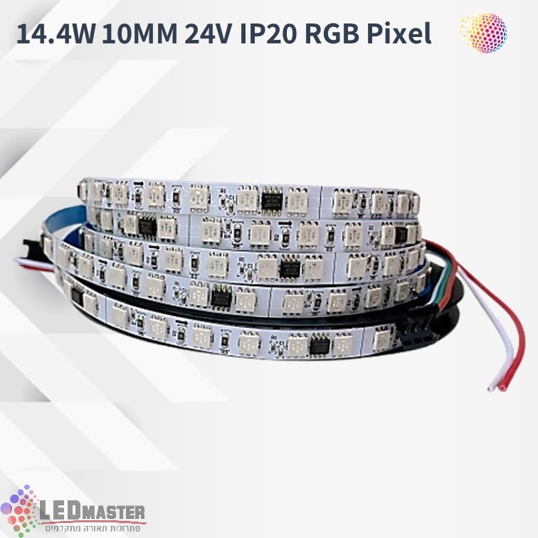 סרט לד 14.4W 10MM 24V IP20 RGB Pixel | לד מאסטר תאורת לד לבית לחנויות ...