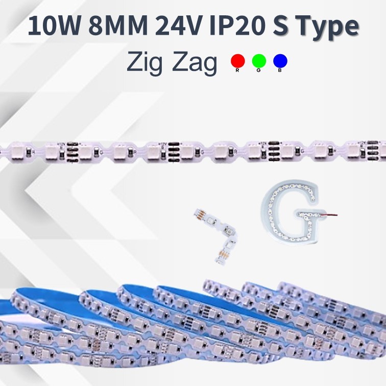 סרט לד RGB SPI S זיגזג 8MM 9.6W 12V IP20 | לד מאסטר תאורת לד לבית ...